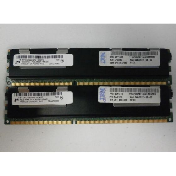 IBM FRU 49Y1418 P/N 47J0139 16GB 4RX4 PC3L-8500R Server RAM